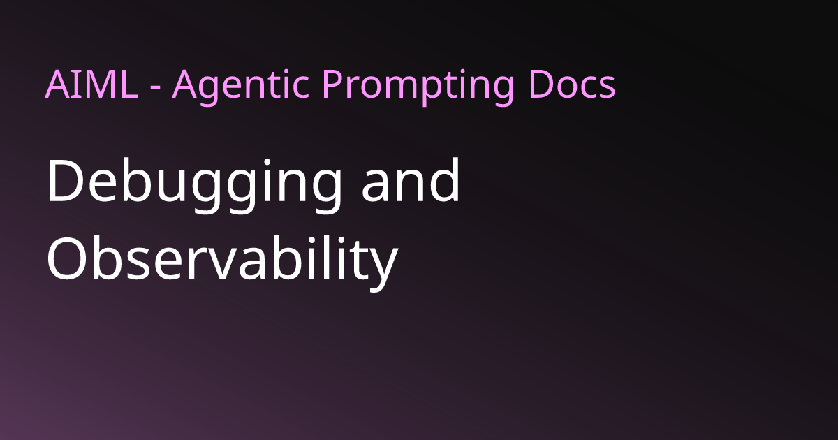 Debugging and Observability